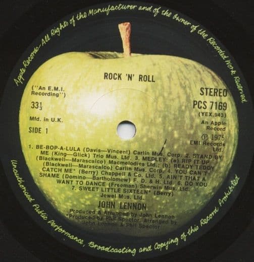 JOHN LENNON Rock N Roll Vinyl Record LP Apple 1975